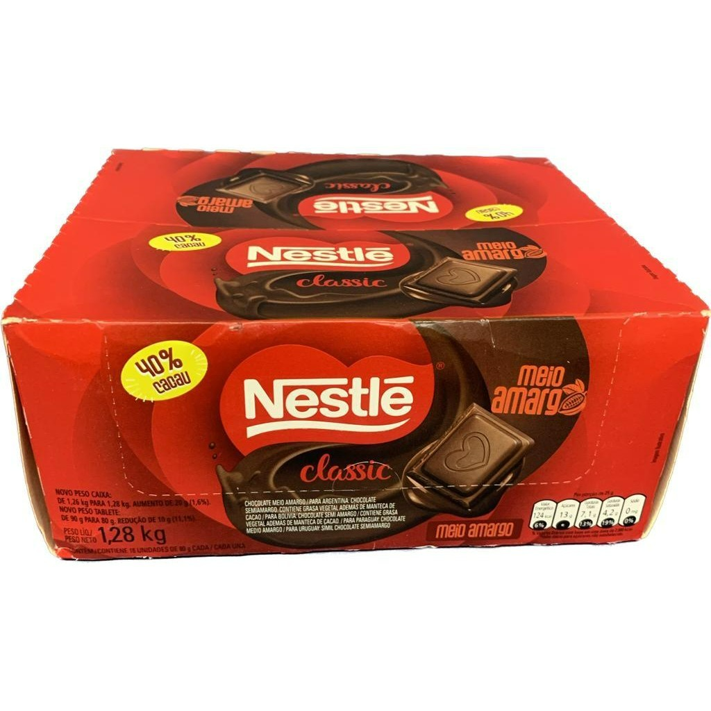 Chocolate Caixa Nestlé Classic Meio Amargo 16 unidades